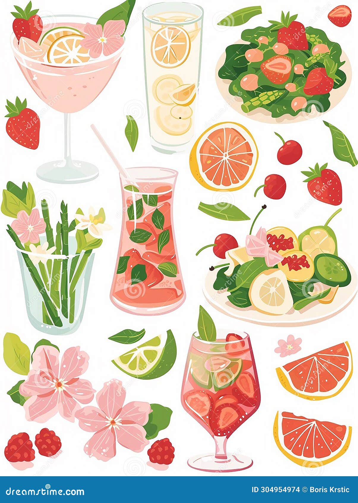 Vibrant Springtime Favorites Array with Fresh Meals and Refreshing ...