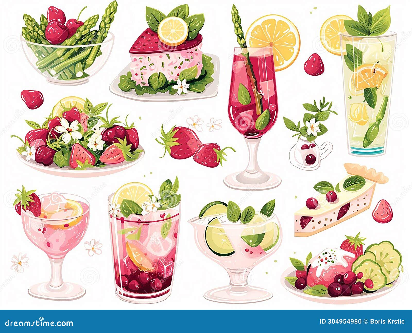 Vibrant Springtime Favorites Array with Fresh Meals and Refreshing ...