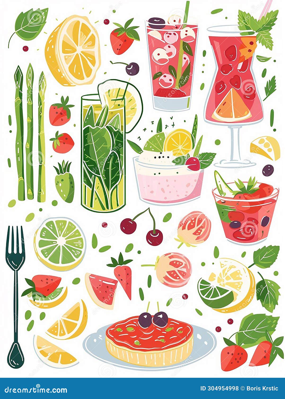 Vibrant Springtime Favorites Array with Fresh Meals and Refreshing ...
