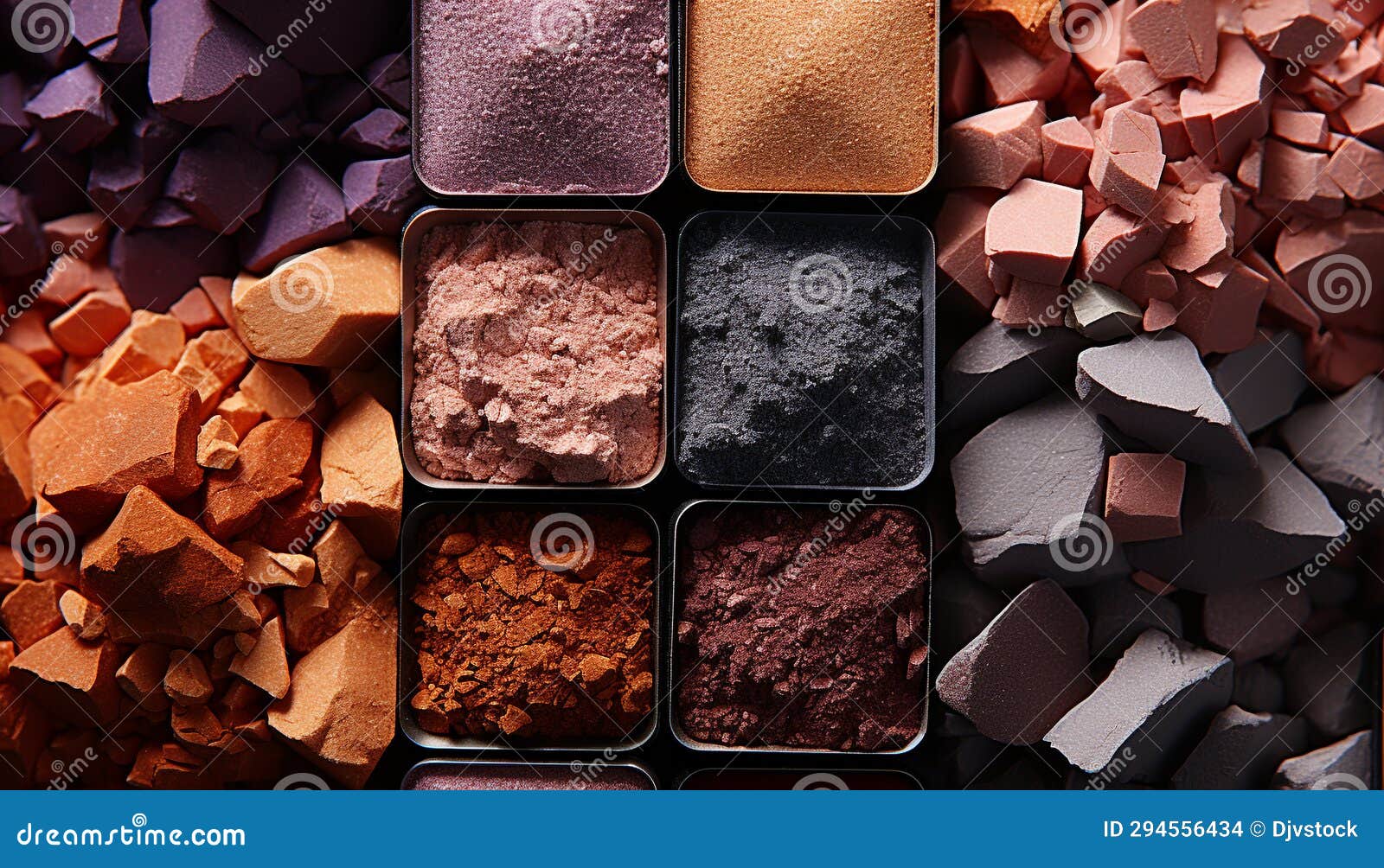 A Vibrant Stack of Broken Eyeshadow Palettes, a Colorful Mess Generated ...