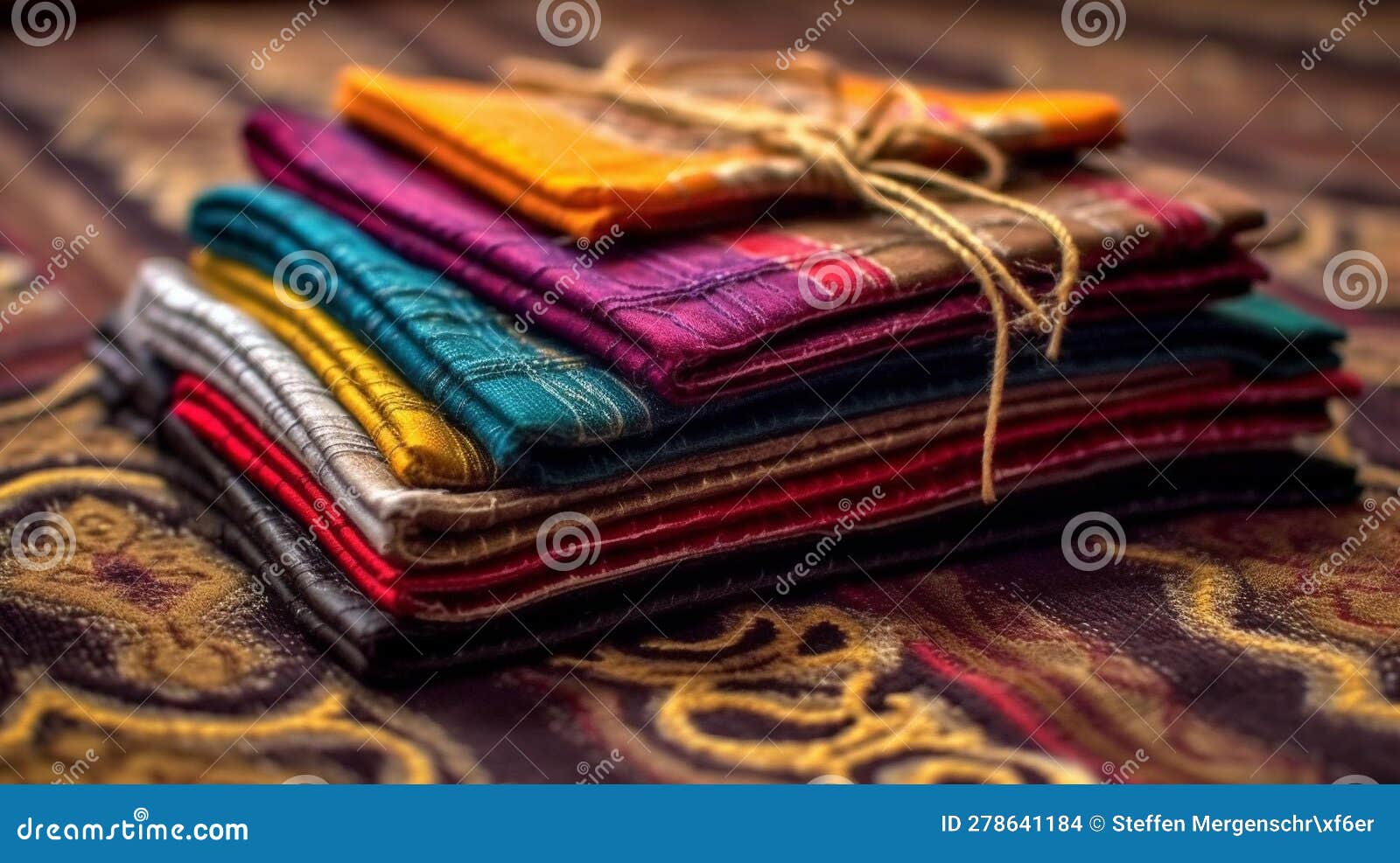 Colorful Prayer Mats and Books on Textured Background Stock ...