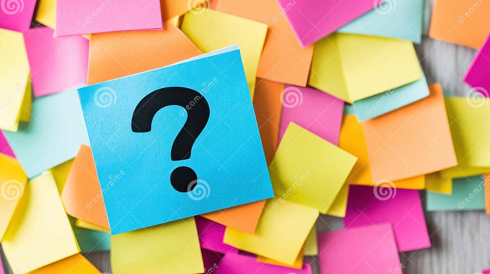 A Vibrant Stack of Sticky Notes, Highlighting a Blue Note with a Black ...