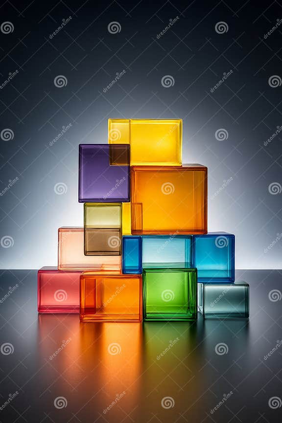 Vibrant Stack of Translucent Cubes in a Glowing Gradient, Symbolizing ...