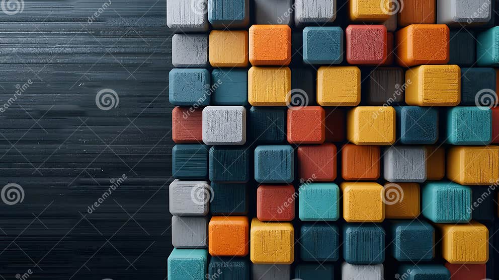 Vibrant Stacked Blocks Creating a Geometric Harmony in a Captivating ...