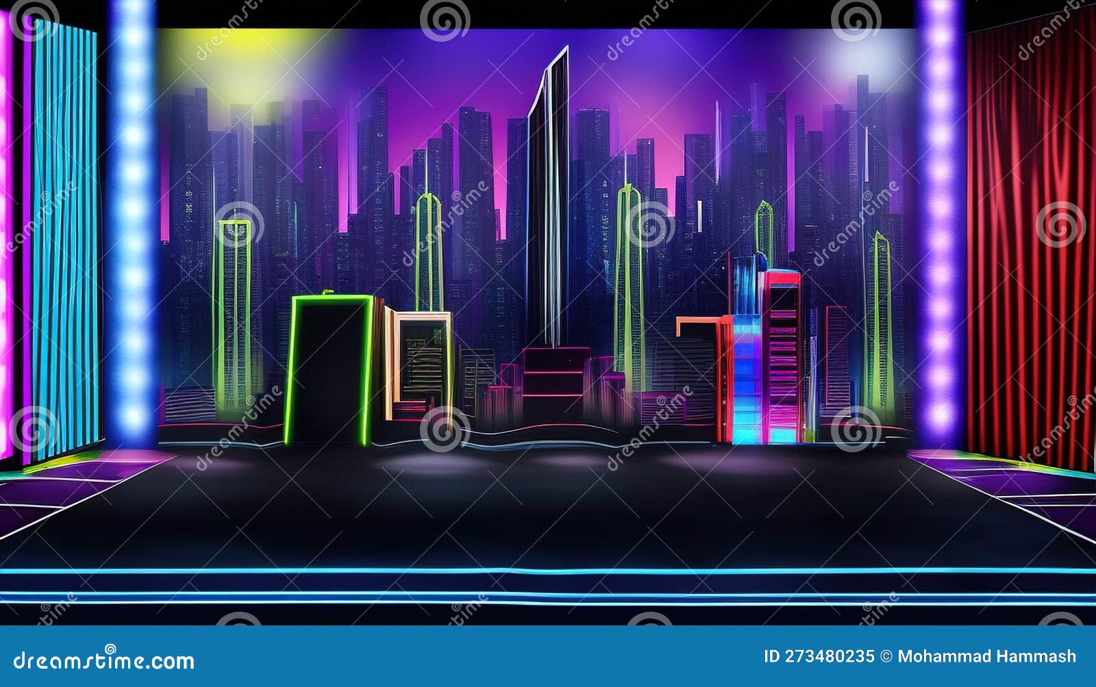 Vibrant Stage Backdrop for Auditions, Made with Generative AI Stock ...