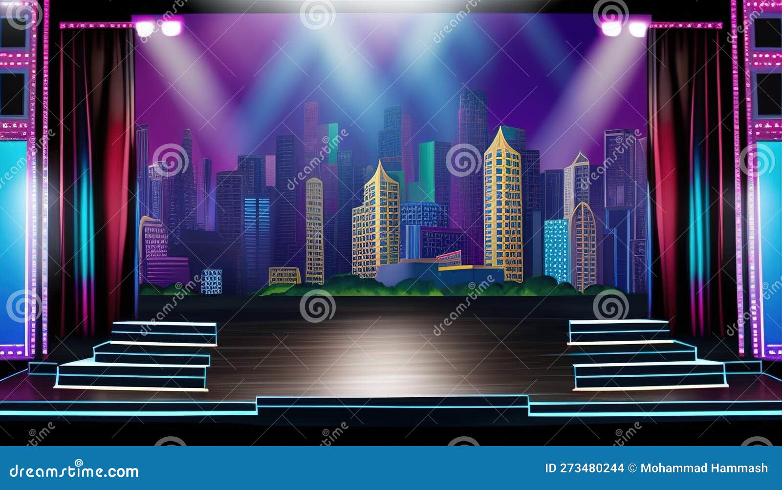 Vibrant Stage Backdrop for Auditions, Made with Generative AI Stock ...