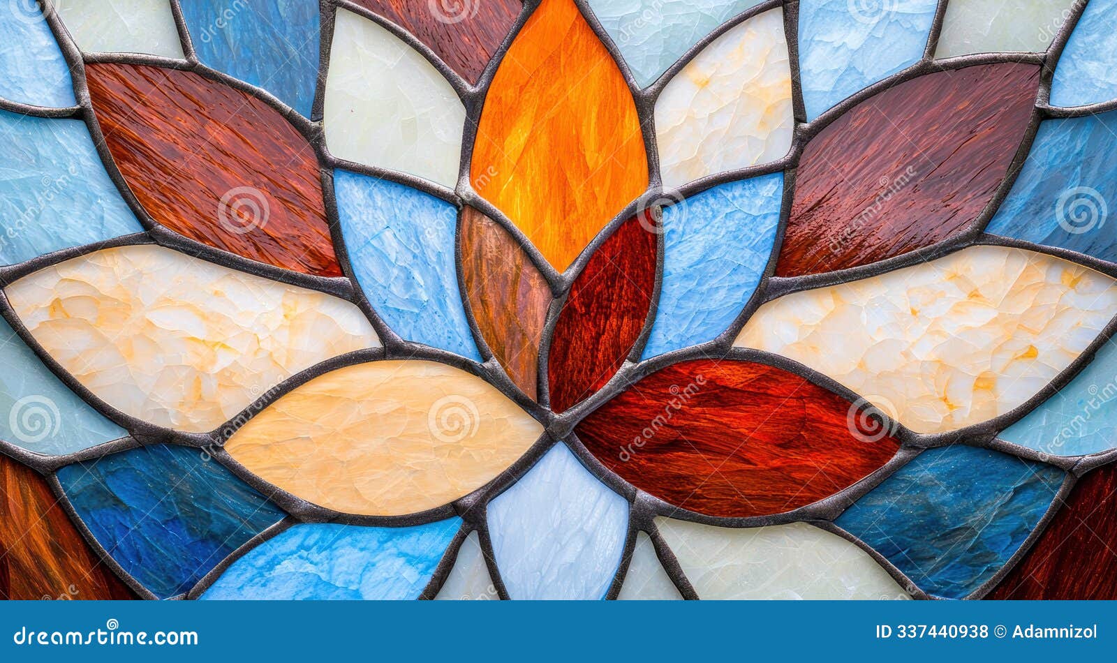 Vibrant Stained Glass Floral Pattern Stock Illustration - Illustration ...
