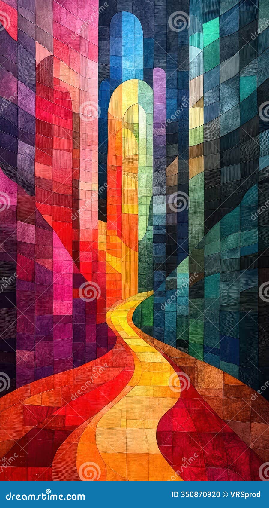 Vibrant Stained Glass Pathway with Abstract Patterns Stock Photo ...