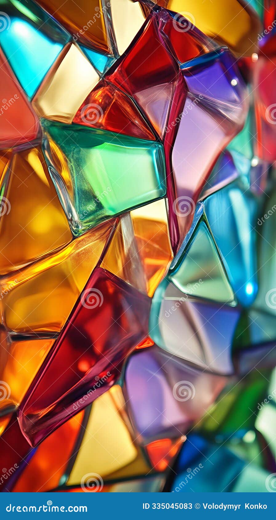 Vibrant Stained Glass Pattern with Colorful Light Reflections, Abstract ...