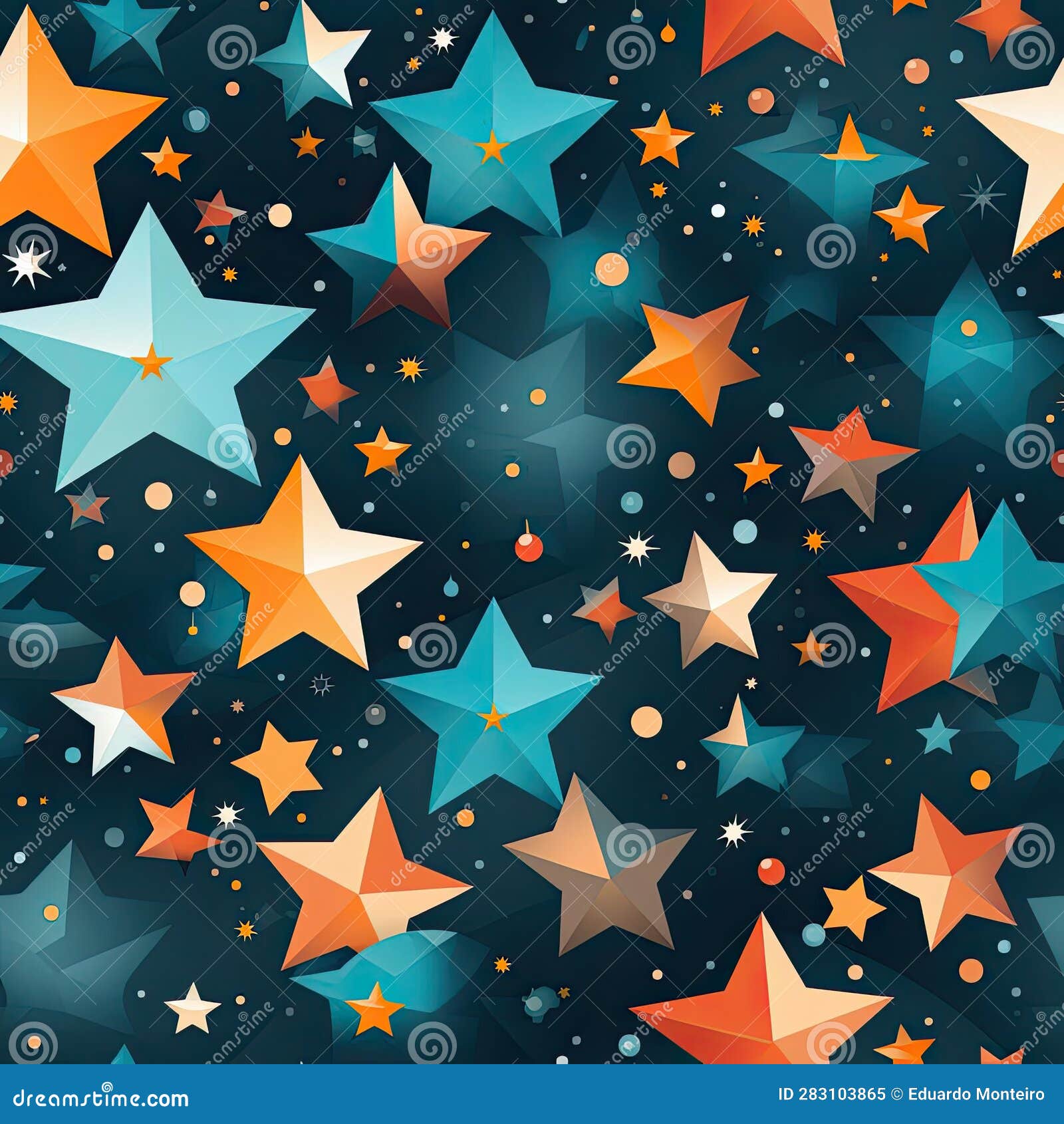 Vibrant Stars in Geometric Patterns of Dark Teal and Orange (tiled ...