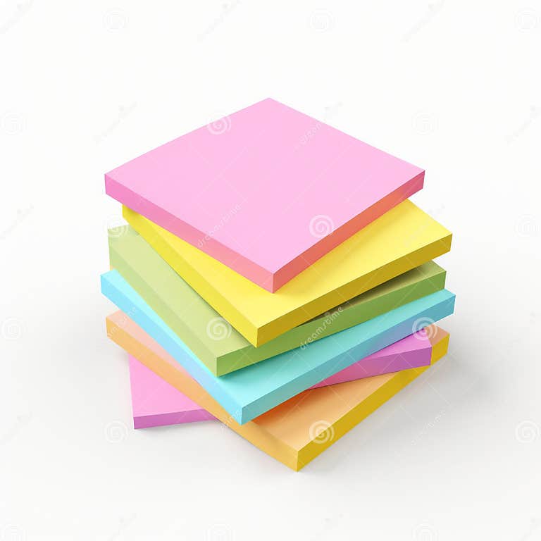 Vibrant Sticky Pad Notes in Physically Based Rendering Style Stock ...