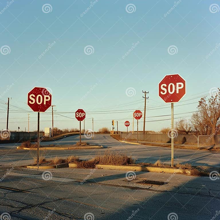 Vibrant Stop Signs Guide Traffic Safely Stock Illustration ...