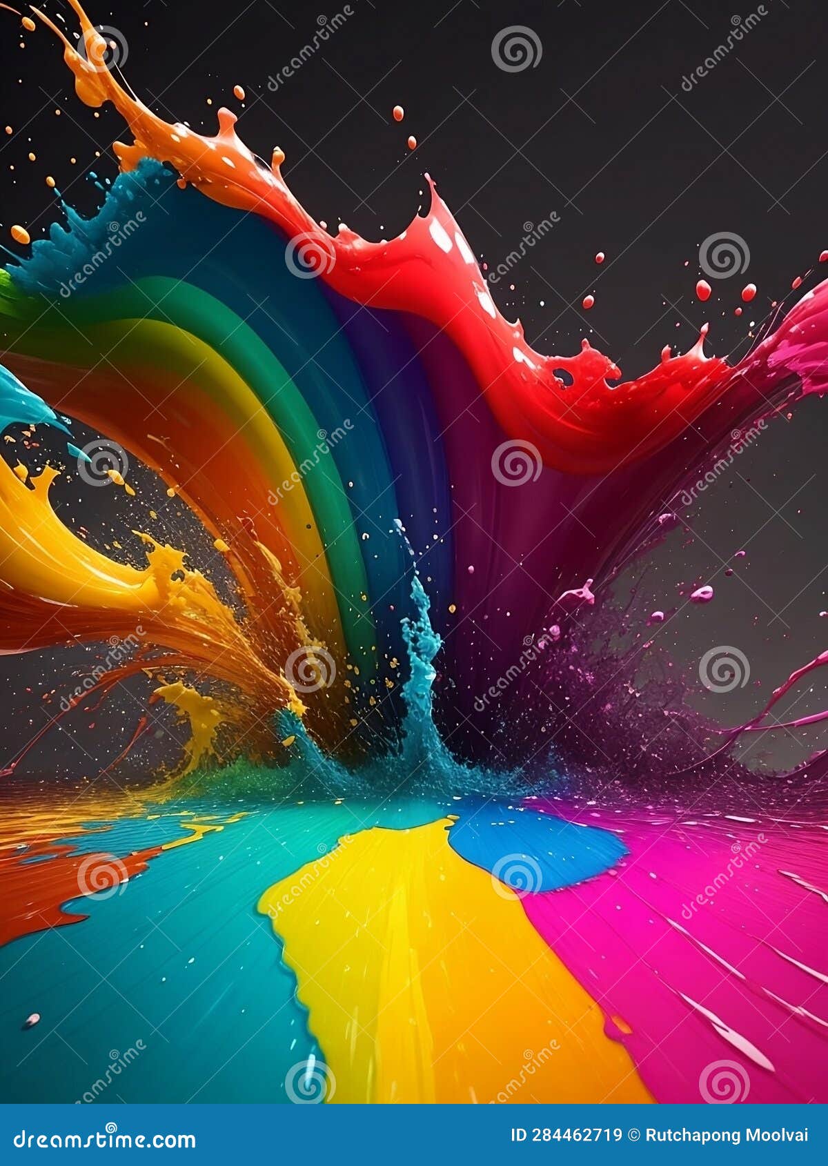 A Vibrant Stream of Multicolored Paint Shoots Up in a Thin. AI ...