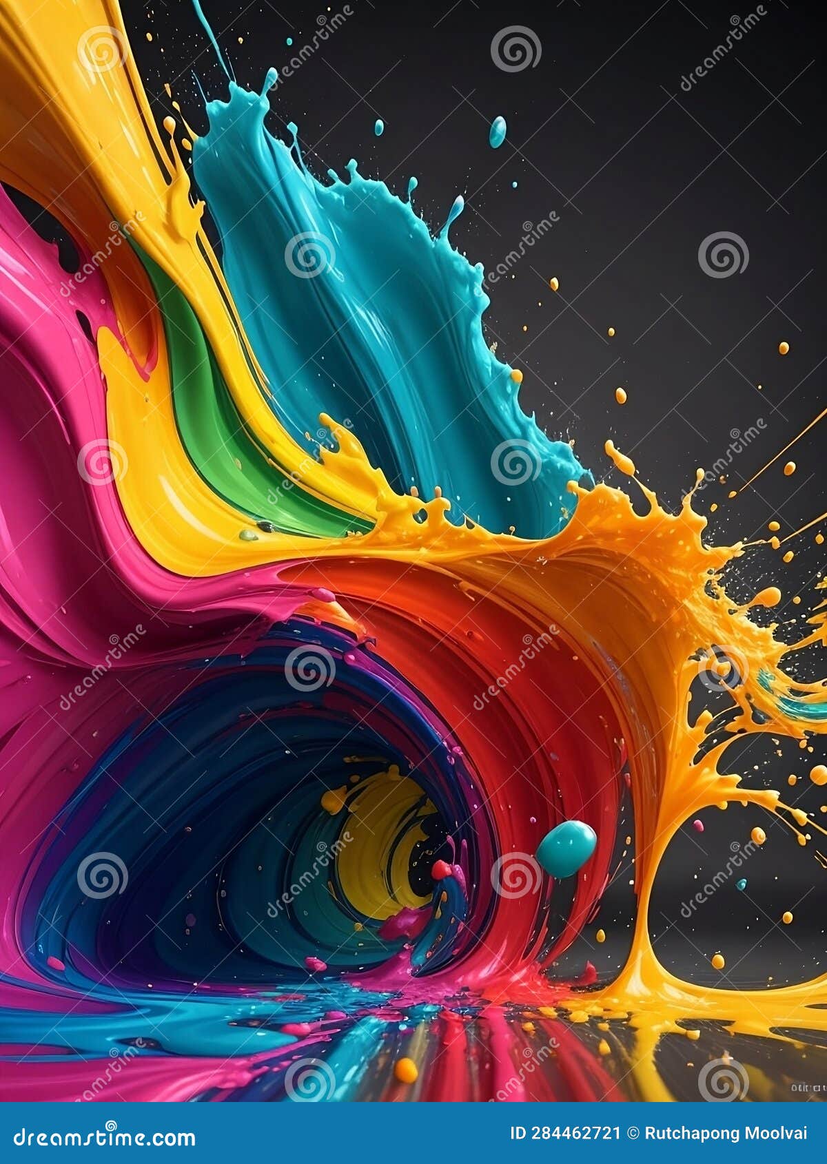 A Vibrant Stream of Multicolored Paint Shoots Up in a Thin. AI ...