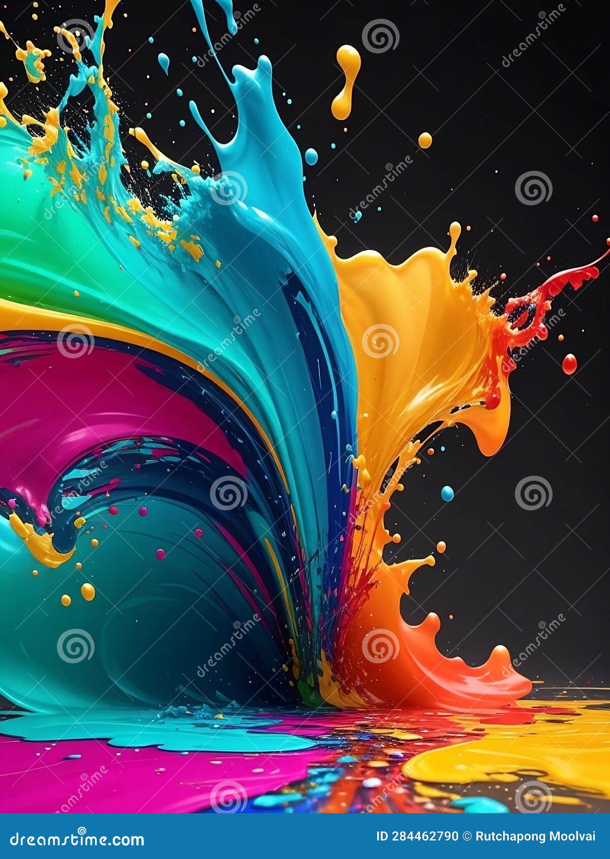 A Vibrant Stream of Multicolored Paint Shoots Up in a Thin. AI ...