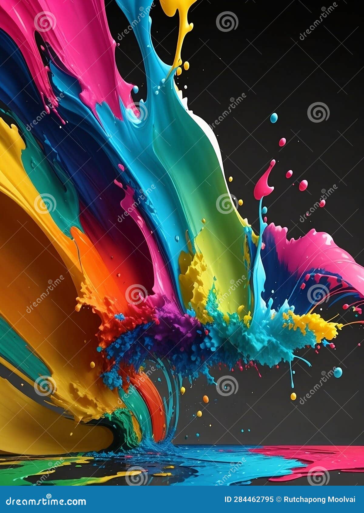 A Vibrant Stream of Multicolored Paint Shoots Up in a Thin. AI ...