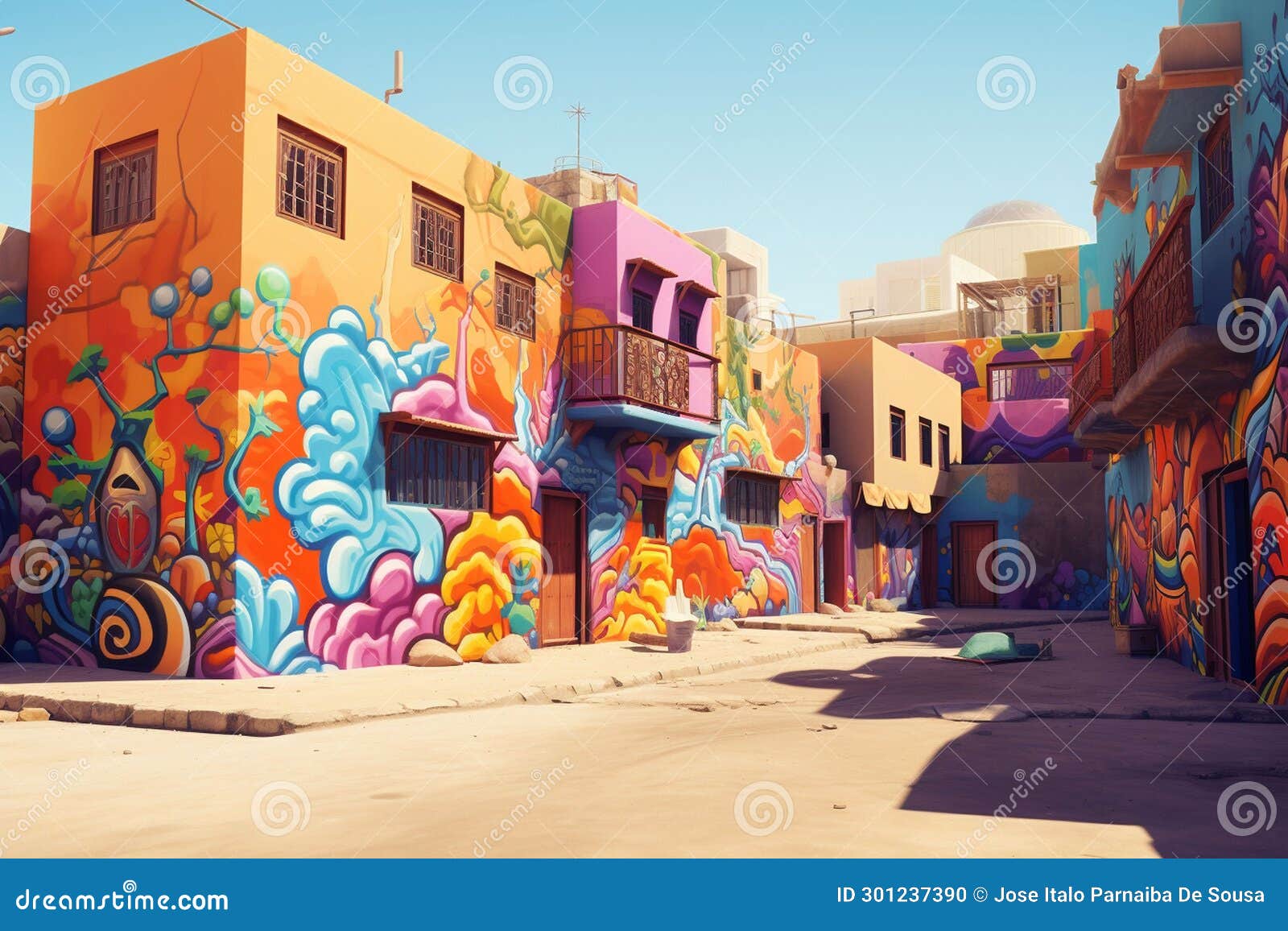 Vibrant Street Art Portraying Arabic Language Stock Illustration ...