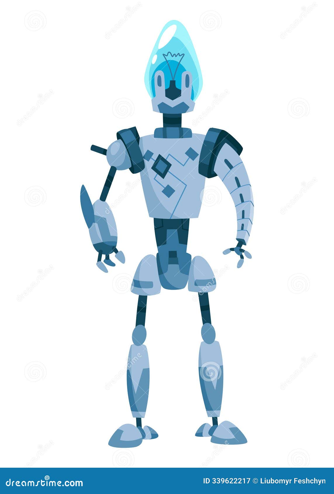 A Vibrant and Stylized Blue Robot Character Featuring Distinct Angular ...