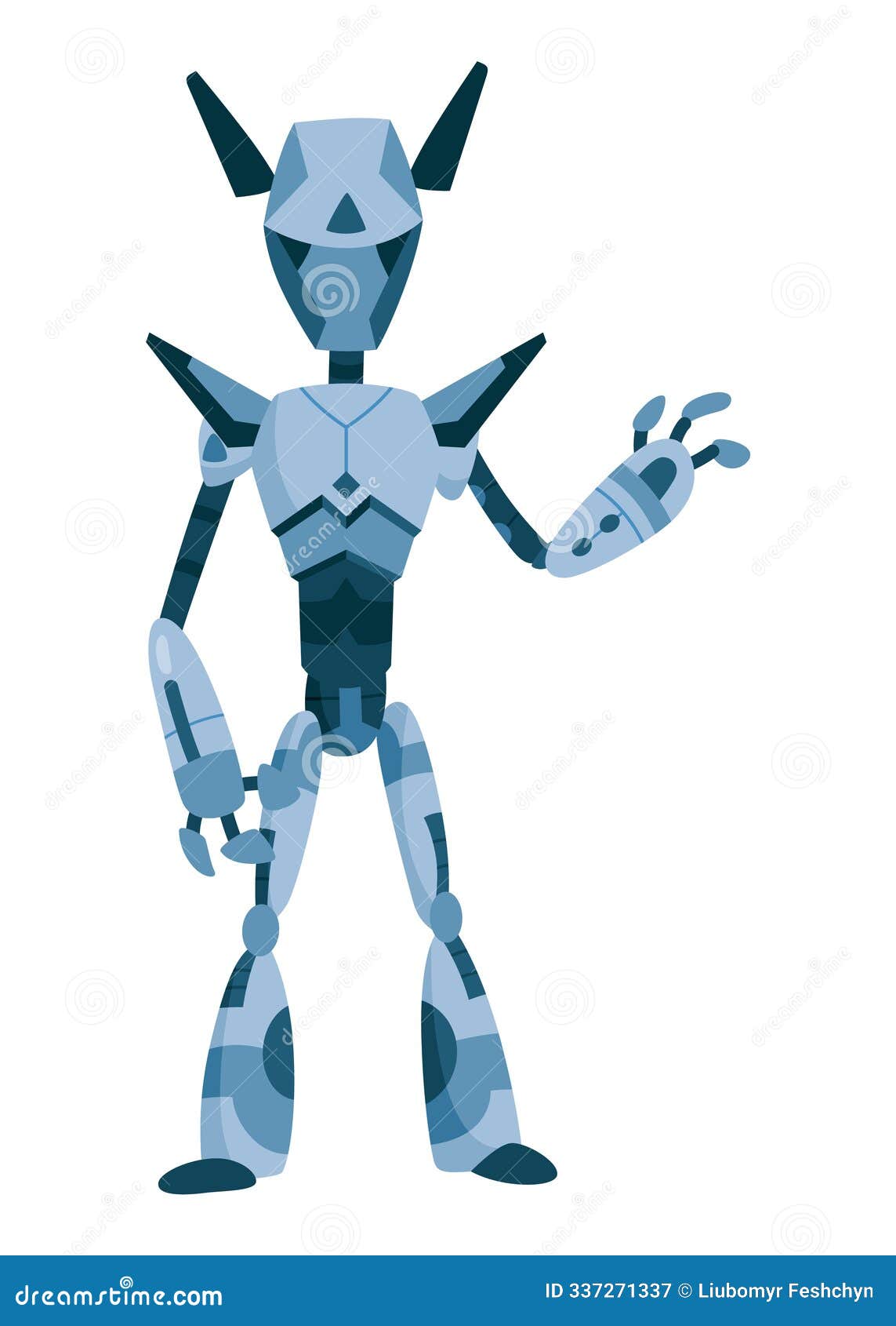 A Vibrant and Stylized Blue Robot Character Featuring Distinct Angular ...