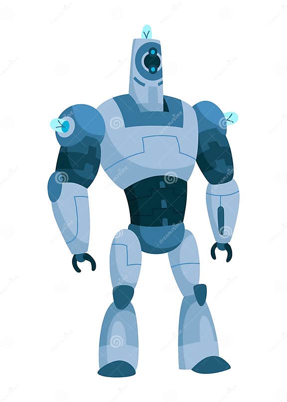 A Vibrant and Stylized Blue Robot Character Featuring Distinct Angular ...