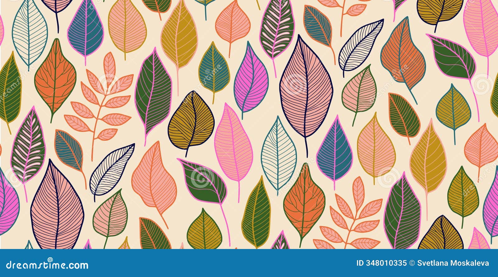 Vibrant Stylized Leaf Pattern Of Diverse Shapes And Sizes In Pink ...