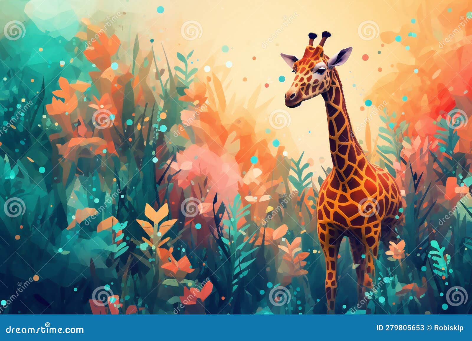 Vibrant Summer Fauna Art Background Stock Illustration - Illustration ...