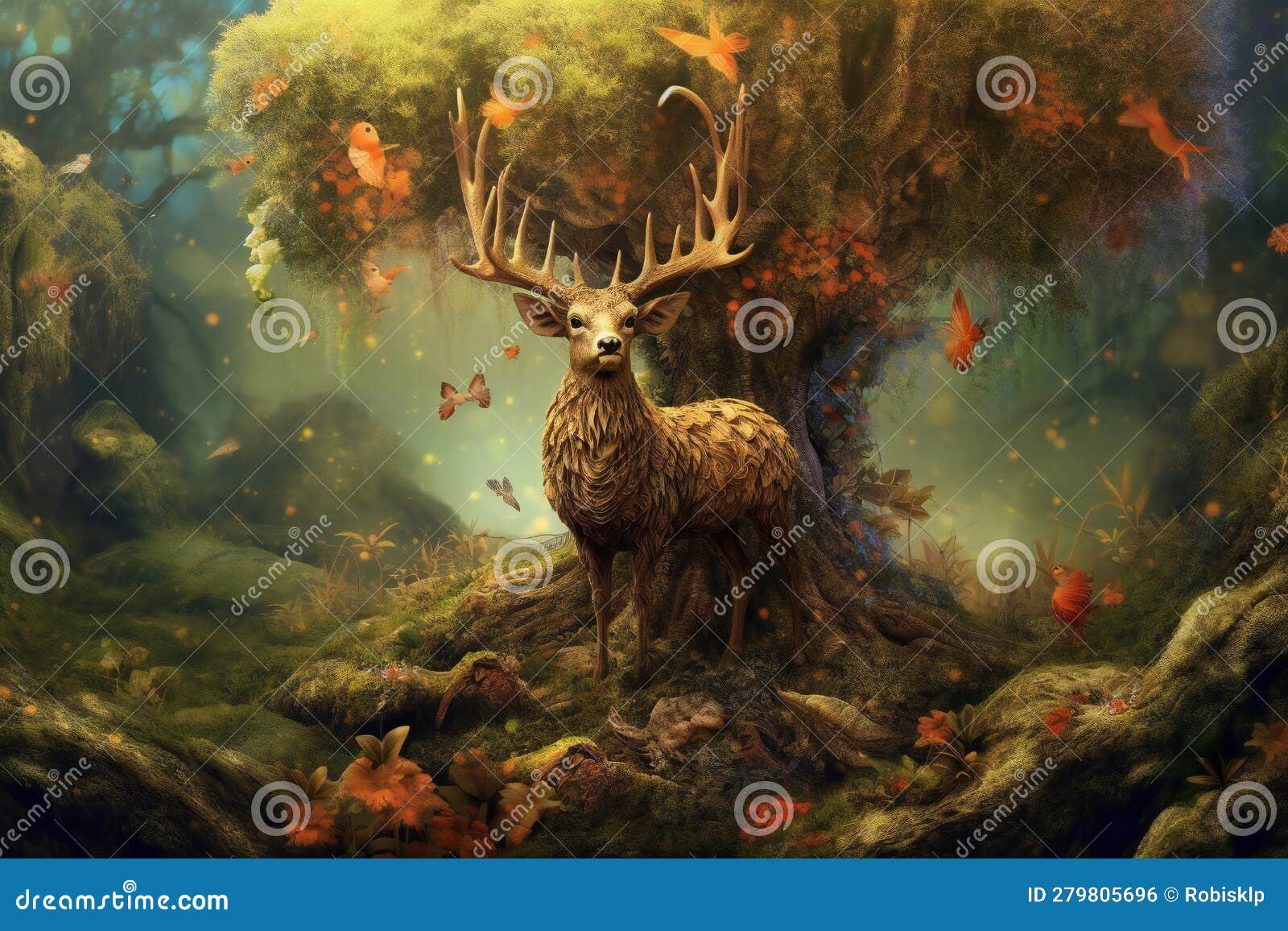 Vibrant Summer Fauna Art Background Stock Illustration - Illustration ...