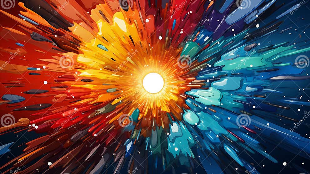 Vibrant Sunburst Illustration with Bold Contrasts and Intricate Details ...