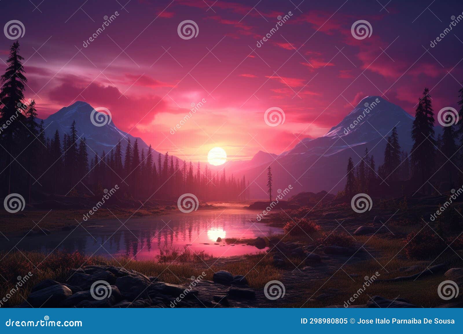 Vibrant Sunset Hues Blending into Twilight Landsca Stock Illustration ...