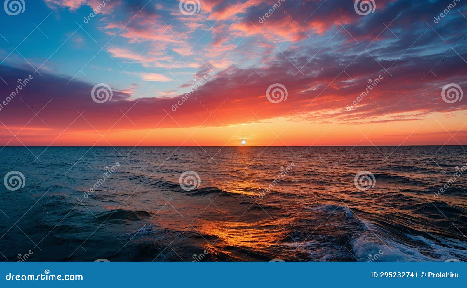 Vibrant Sunset Over the Ocean Stock Illustration - Illustration of ...