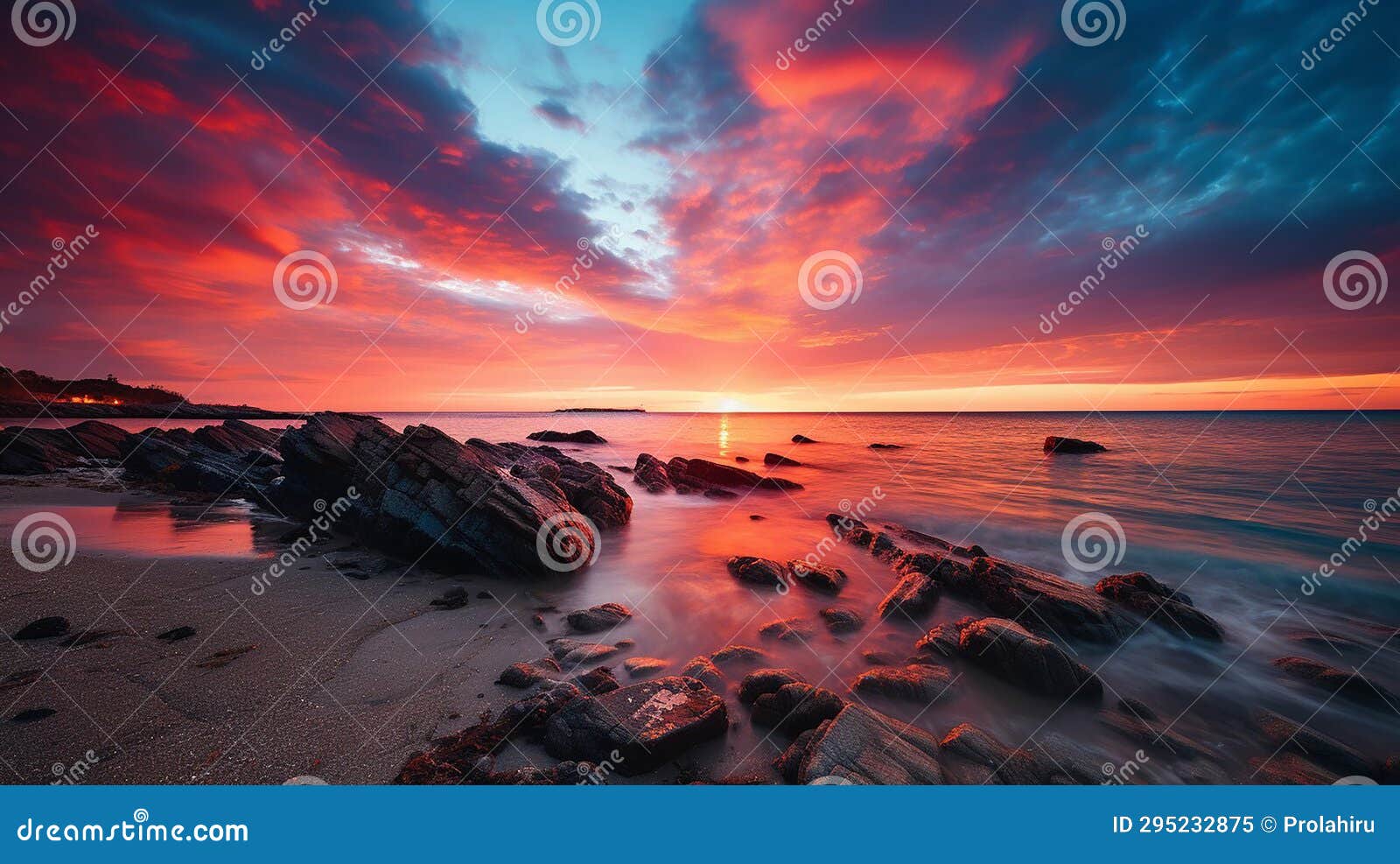 Vibrant Sunset Over the Ocean Stock Illustration - Illustration of ...
