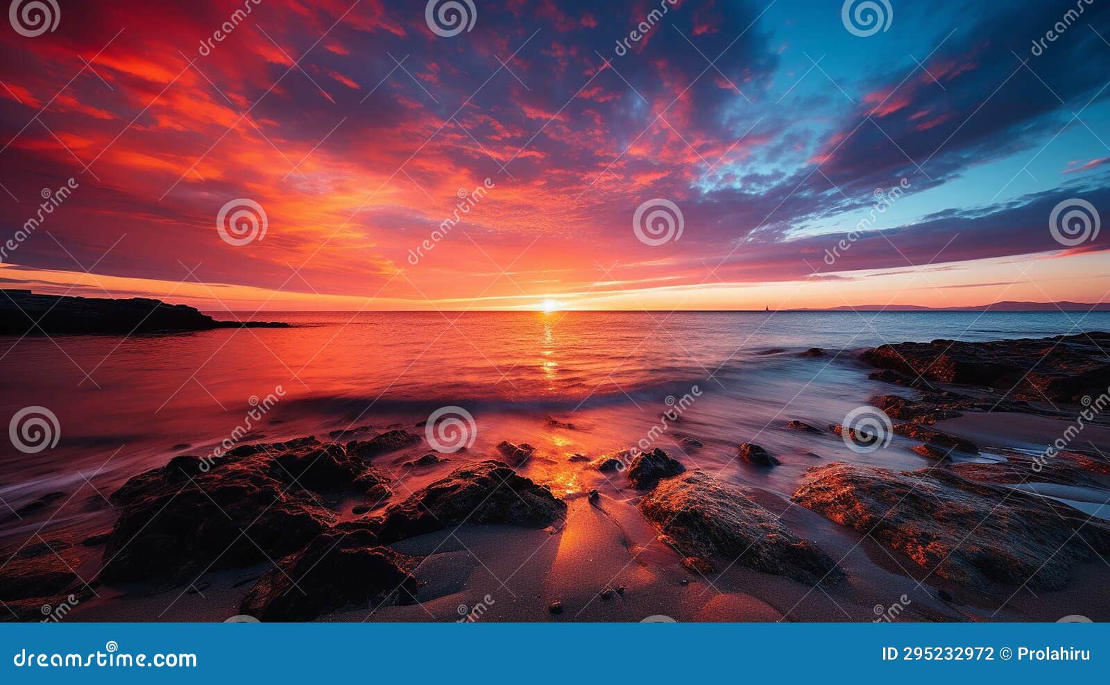 Vibrant Sunset Over the Ocean Stock Illustration - Illustration of ...
