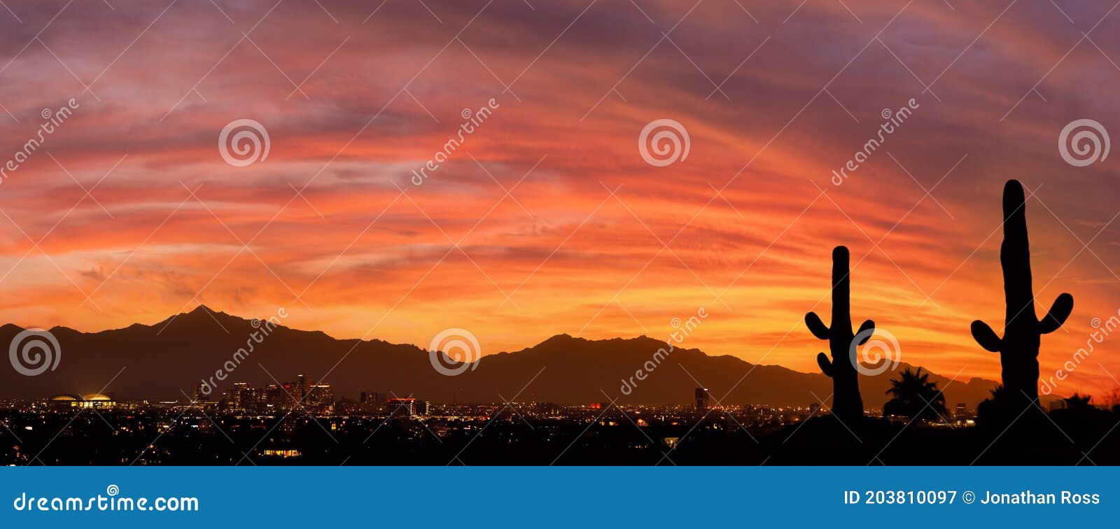 A Vibrant Sunset Over Phoenix Arizona Stock Image - Image of city ...