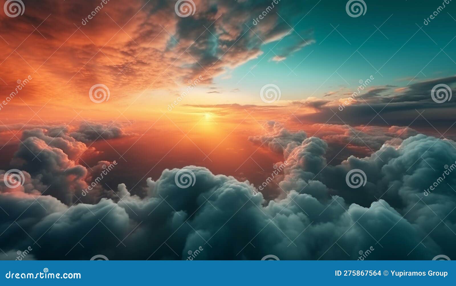 Vibrant Sunset Sky, Fluffy Clouds, Tranquil Scene Generated by AI Stock ...