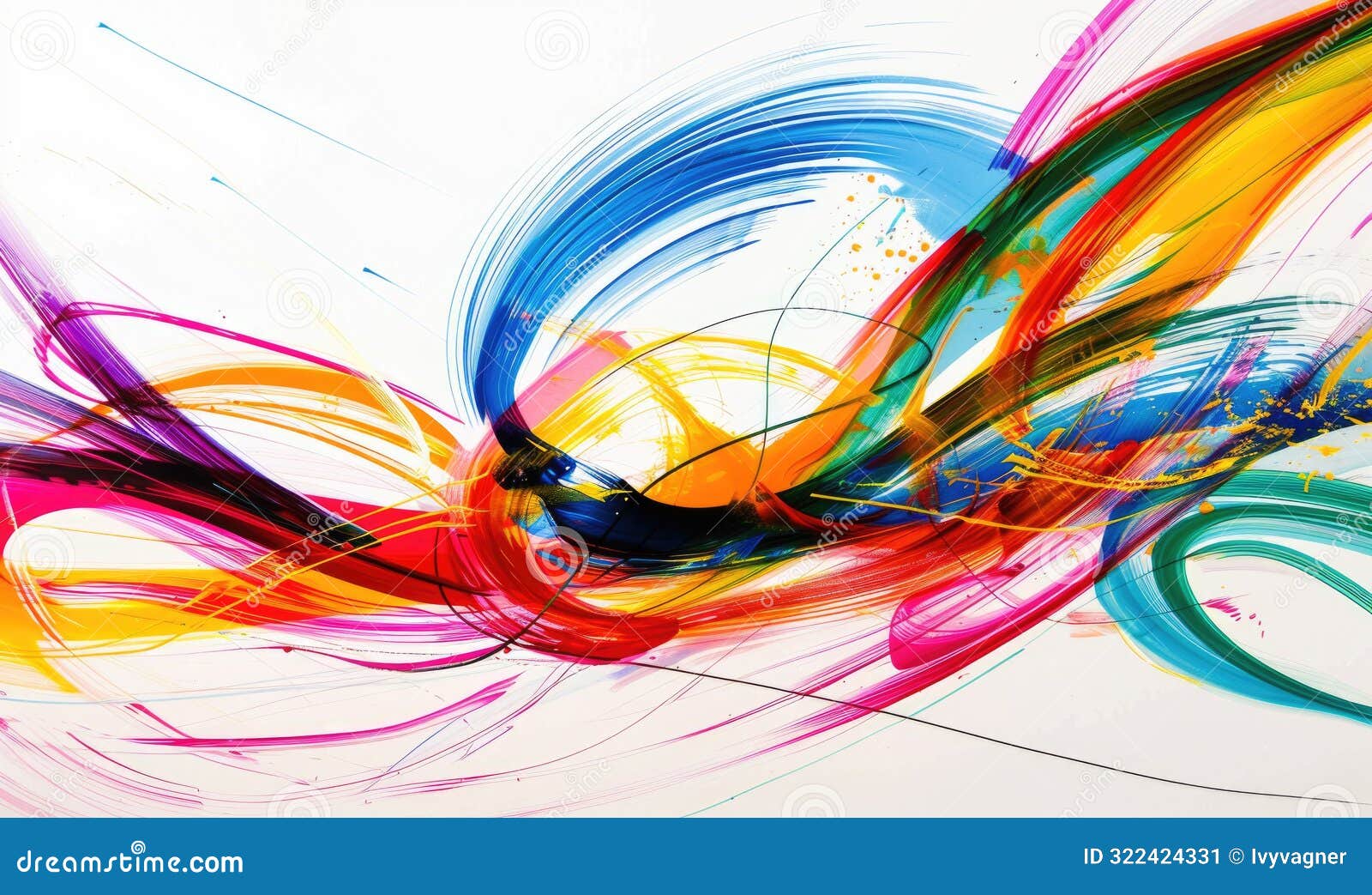 Vibrant, Swirling Abstract Lines in a Mix of Colors on a White ...