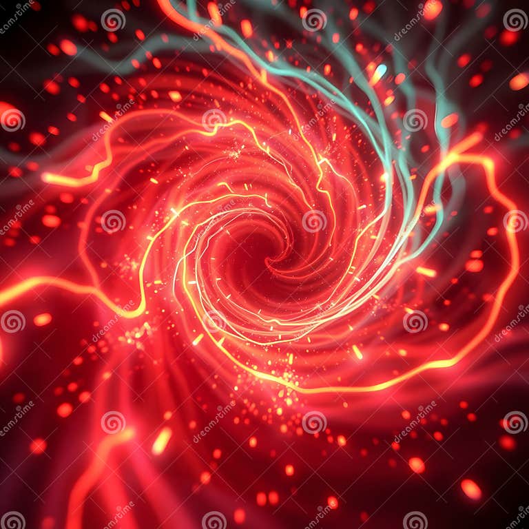 Vibrant Swirling Vortex of Red and Blue Light Patterns in a Cosmic ...