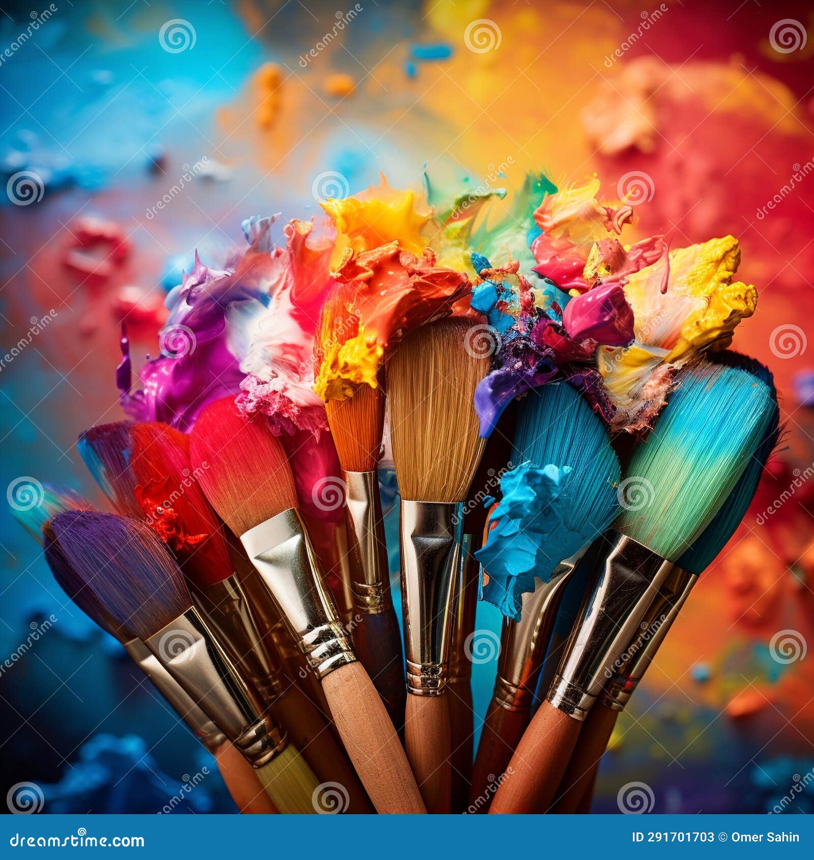 Vibrant Symphony of Paintbrushes Stock Image - Image of pastel ...