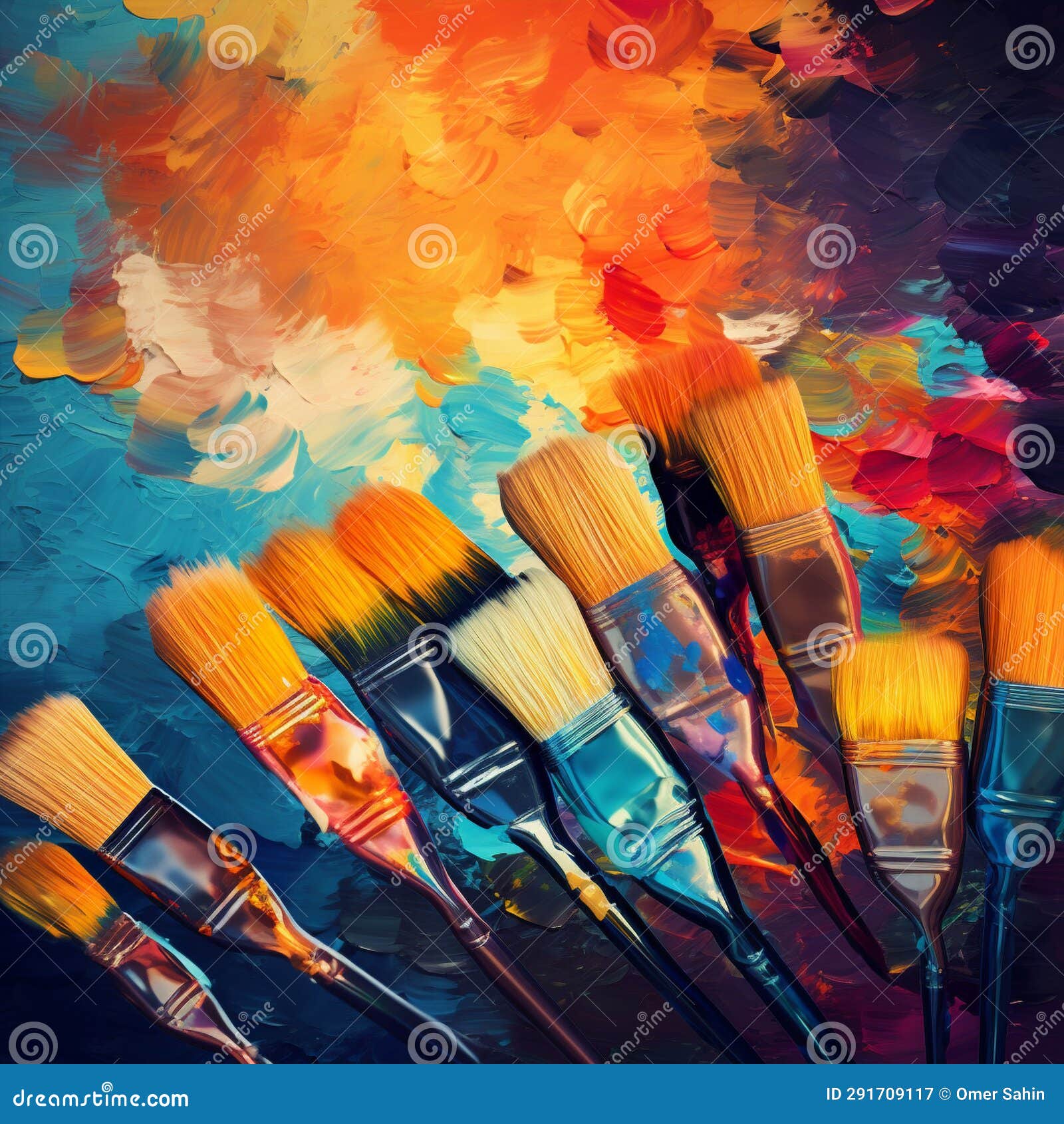 Vibrant Symphony of Paintbrushes Stock Image - Image of details ...