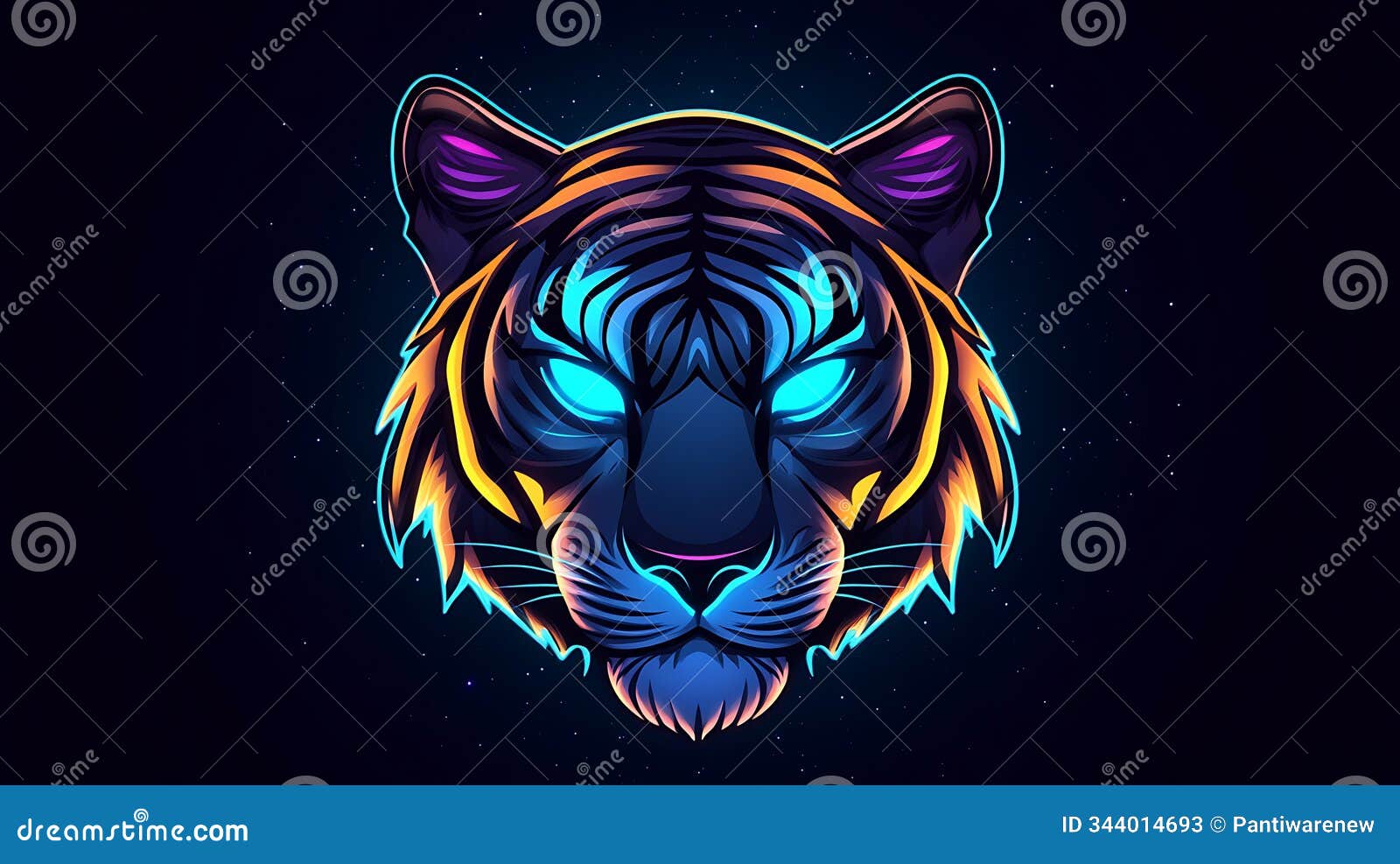 Vibrant Synthwave Tiger Sticker Design Stock Illustration ...