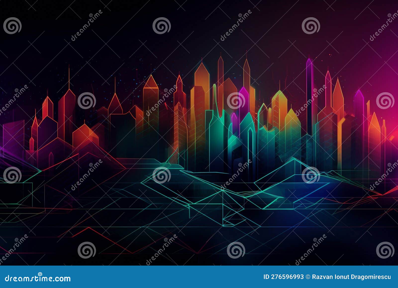 Vibrant Tech Background with Artistic Digital Elements and Shapes ...