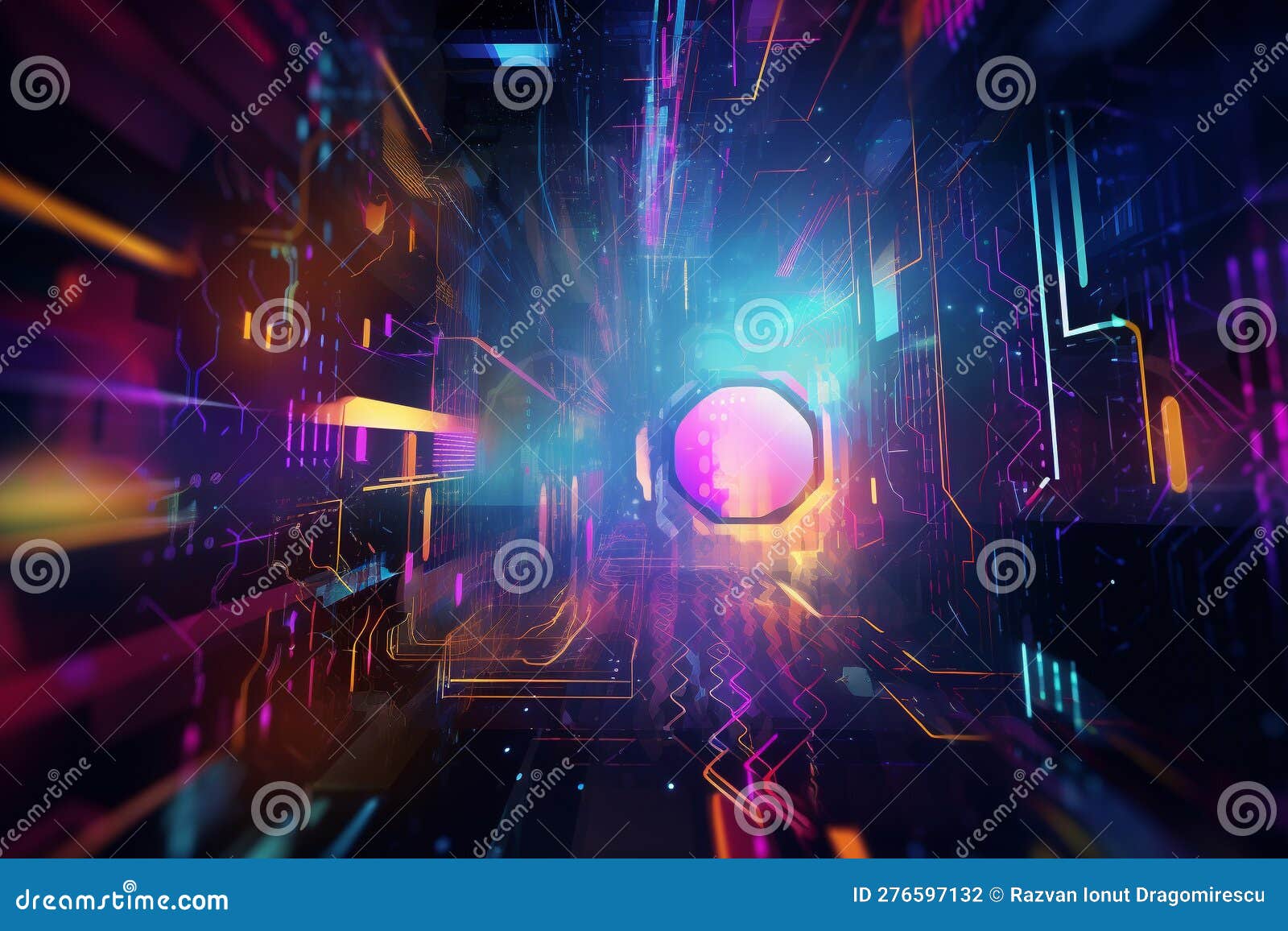 Vibrant Tech Background with Artistic Digital Elements and Shapes ...