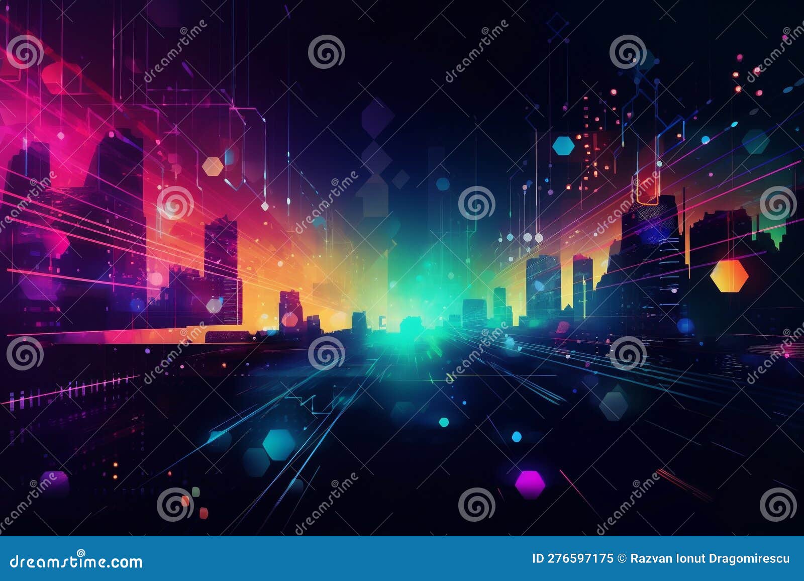 Vibrant Tech Background with Artistic Digital Elements and Shapes ...