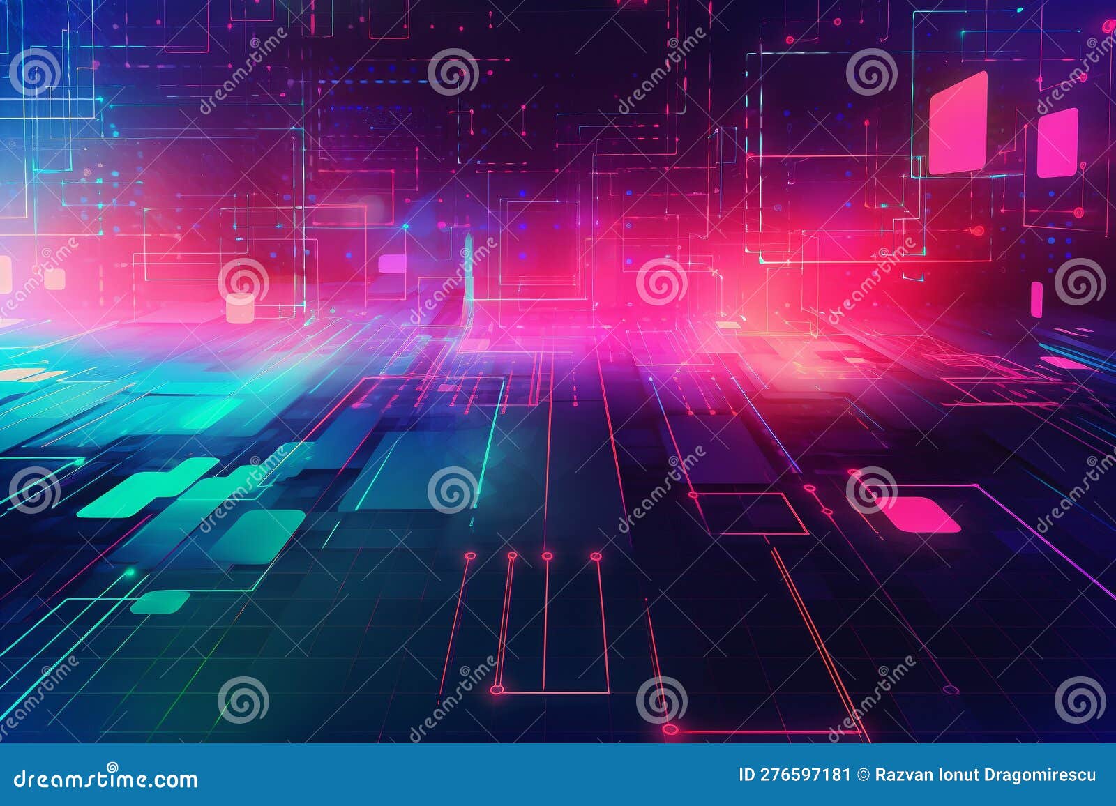 Vibrant Tech Background with Artistic Digital Elements and Shapes ...