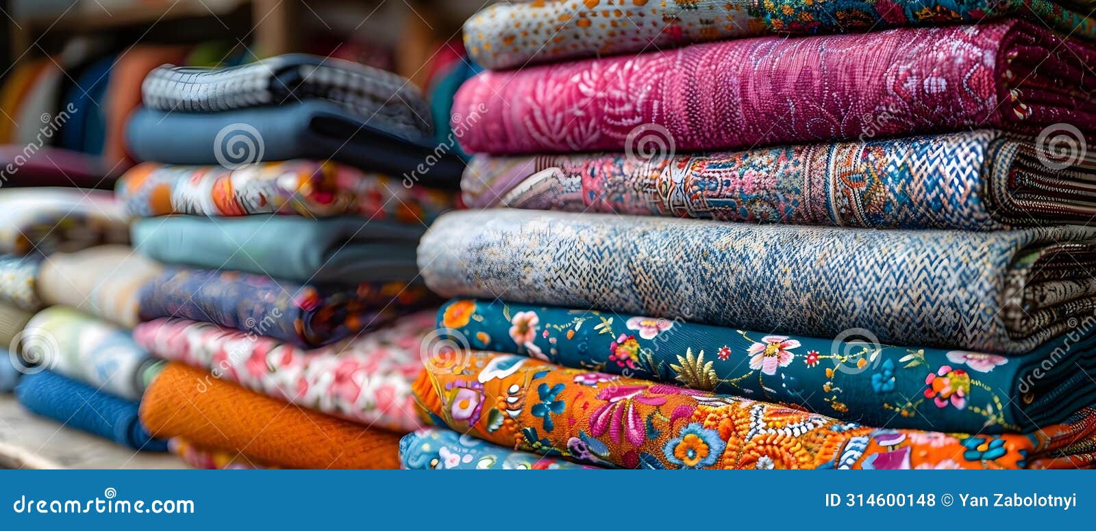 Vibrant Textile Symphony: a Medley of Patterns and Colors. Concept ...