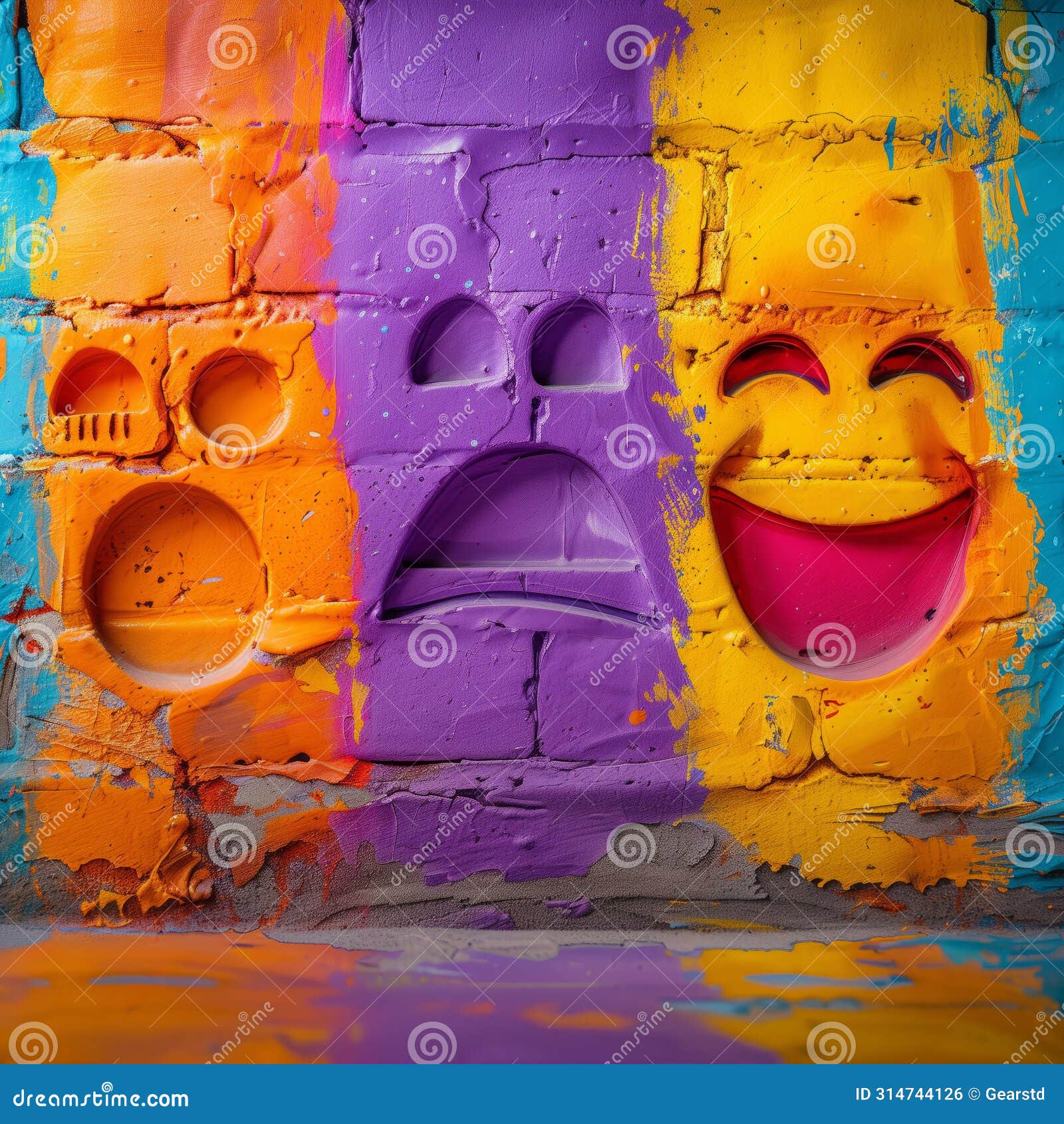 Colorful Painted Faces on Textured Backgrounds Stock Photo - Image of ...