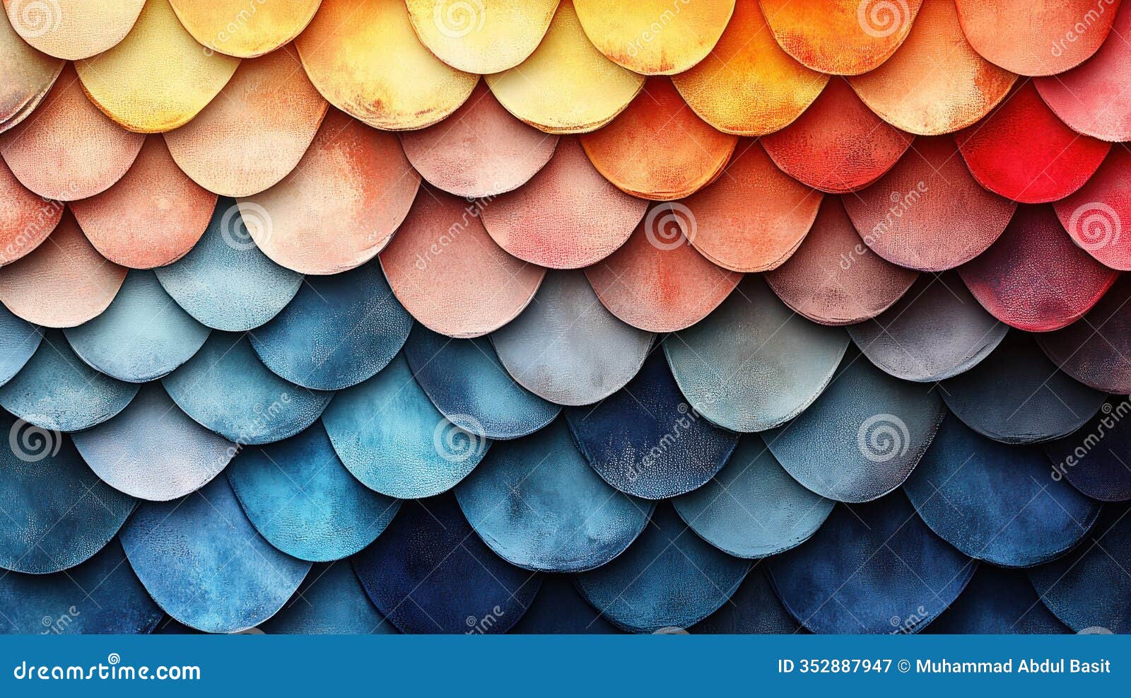 A Vibrant, Textured Pattern of Overlapping Scales in Warm and Cool ...