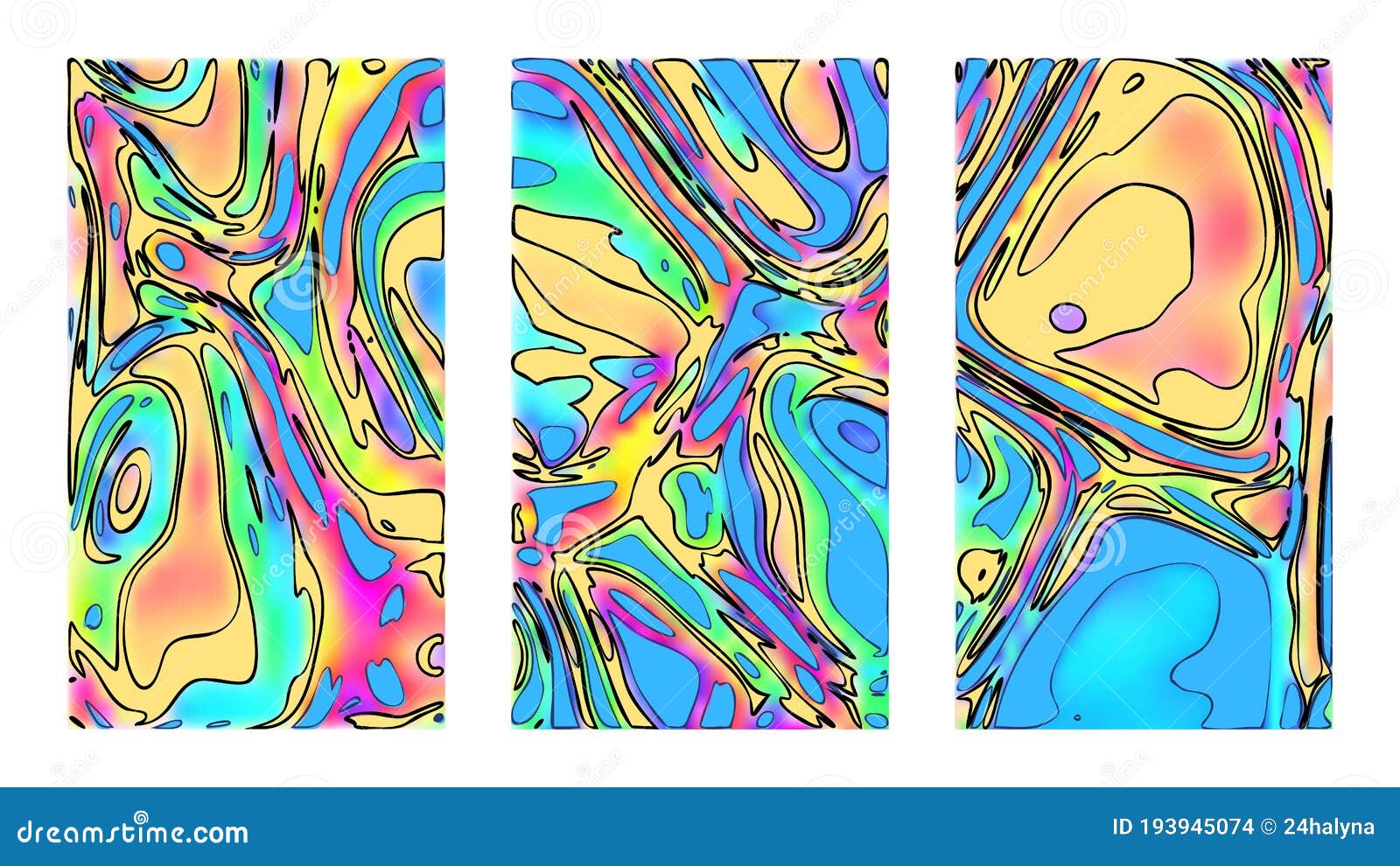 Vibrant Textures, Multicolored Exotic Background Set. Bright ...