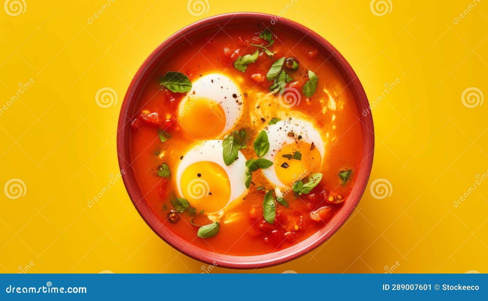 Vibrant Tomato and Egg Soup on Yellow Background Stock Illustration ...