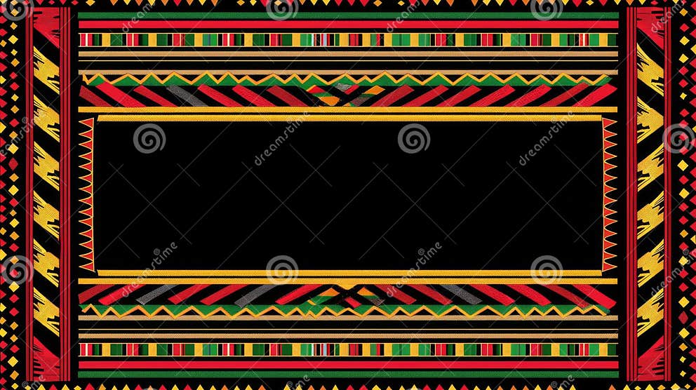 Vibrant Traditional African Pattern Frame on Black Background Stock ...