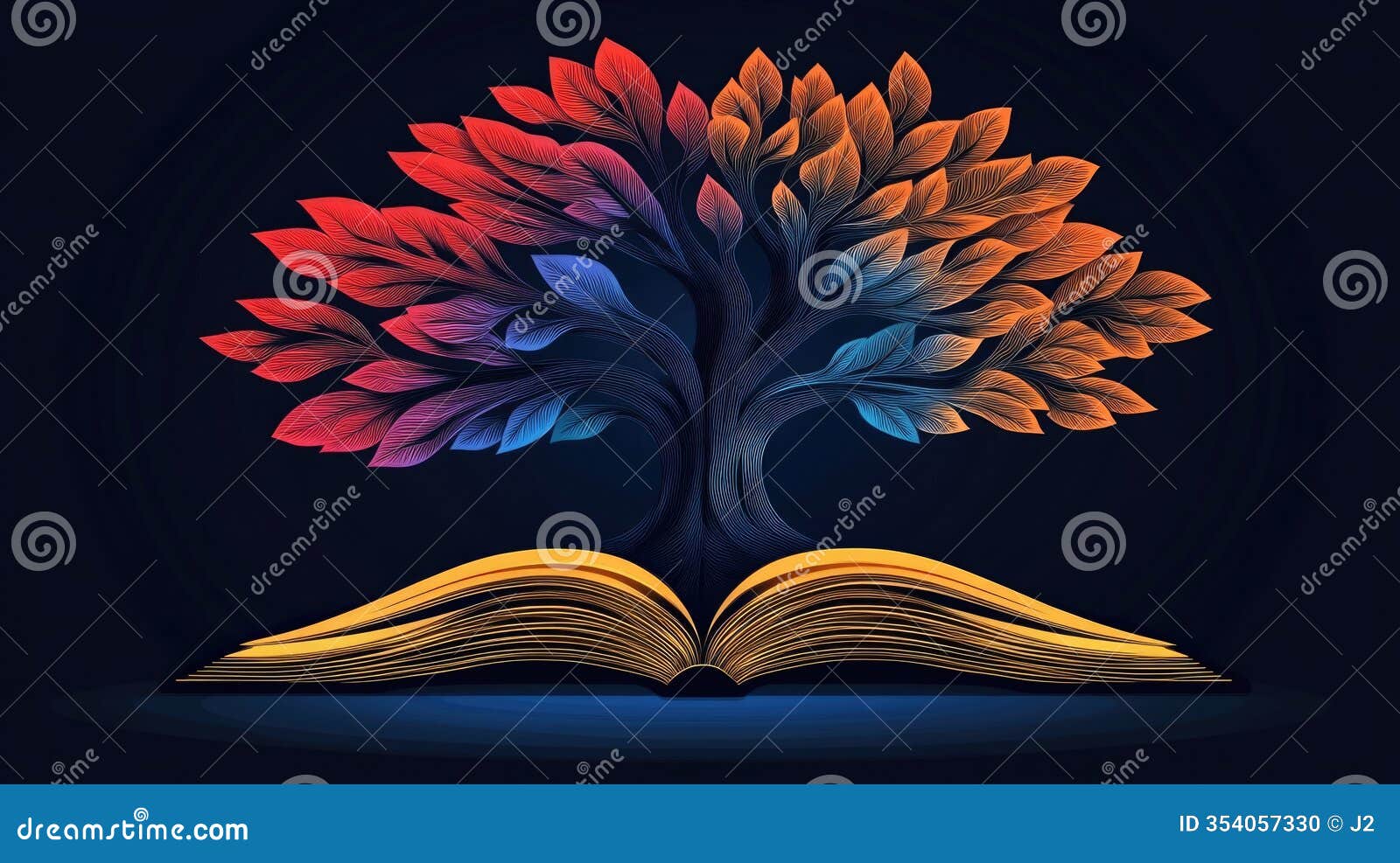 Vibrant Tree Growing from Open Book Representing Knowledge and Growth ...
